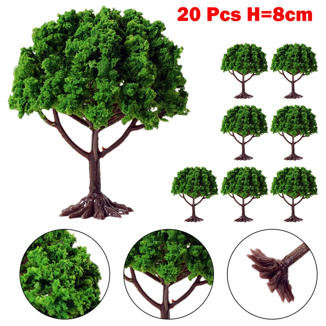 20 Pcs 8cm Miniature Tree HO OO Scale Models Train Railway Accessories ...