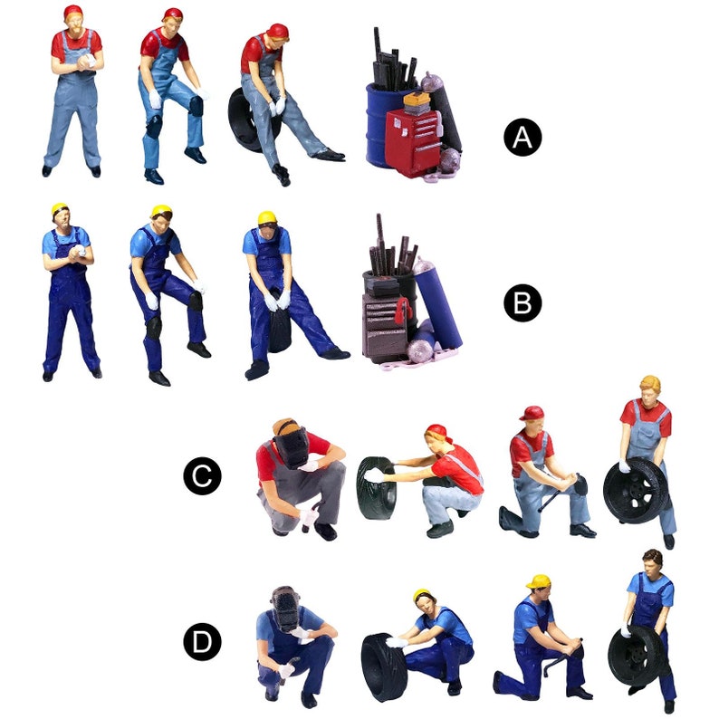 Miniature Resin Garage Worker Figures 1:64 Scale, Diorama Model People ...