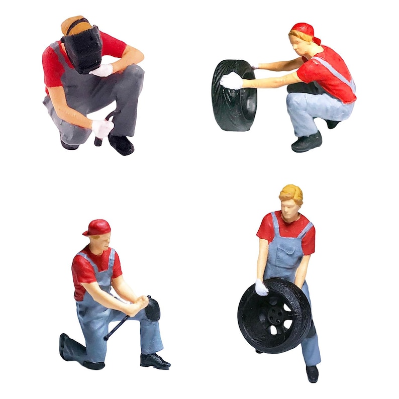 Miniature Resin Garage Worker Figures 1:64 Scale, Diorama Model People ...