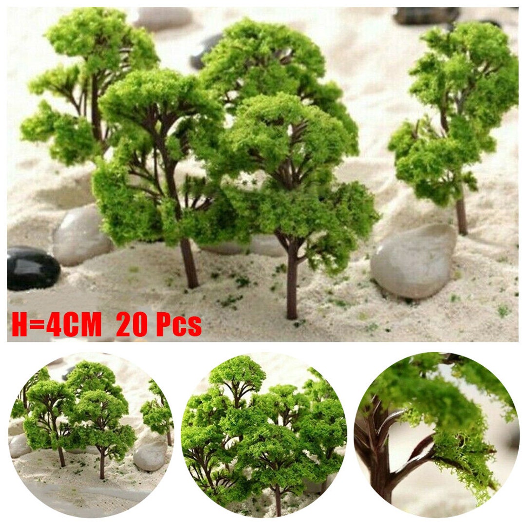 20 Pcs 4cm Miniature Tree Models Train Railway Accessories Forest Fairy ...