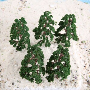 5 Pcs 14cm Miniature Green Tree Models Train Railway Accessories Forest ...