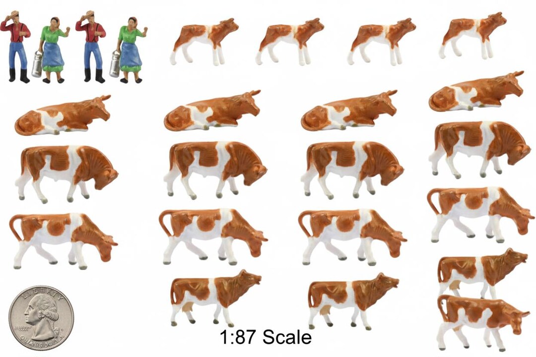Miniature Brown Dairy Cow Models 1:87 Scale, HO Scale Farm Animals ...