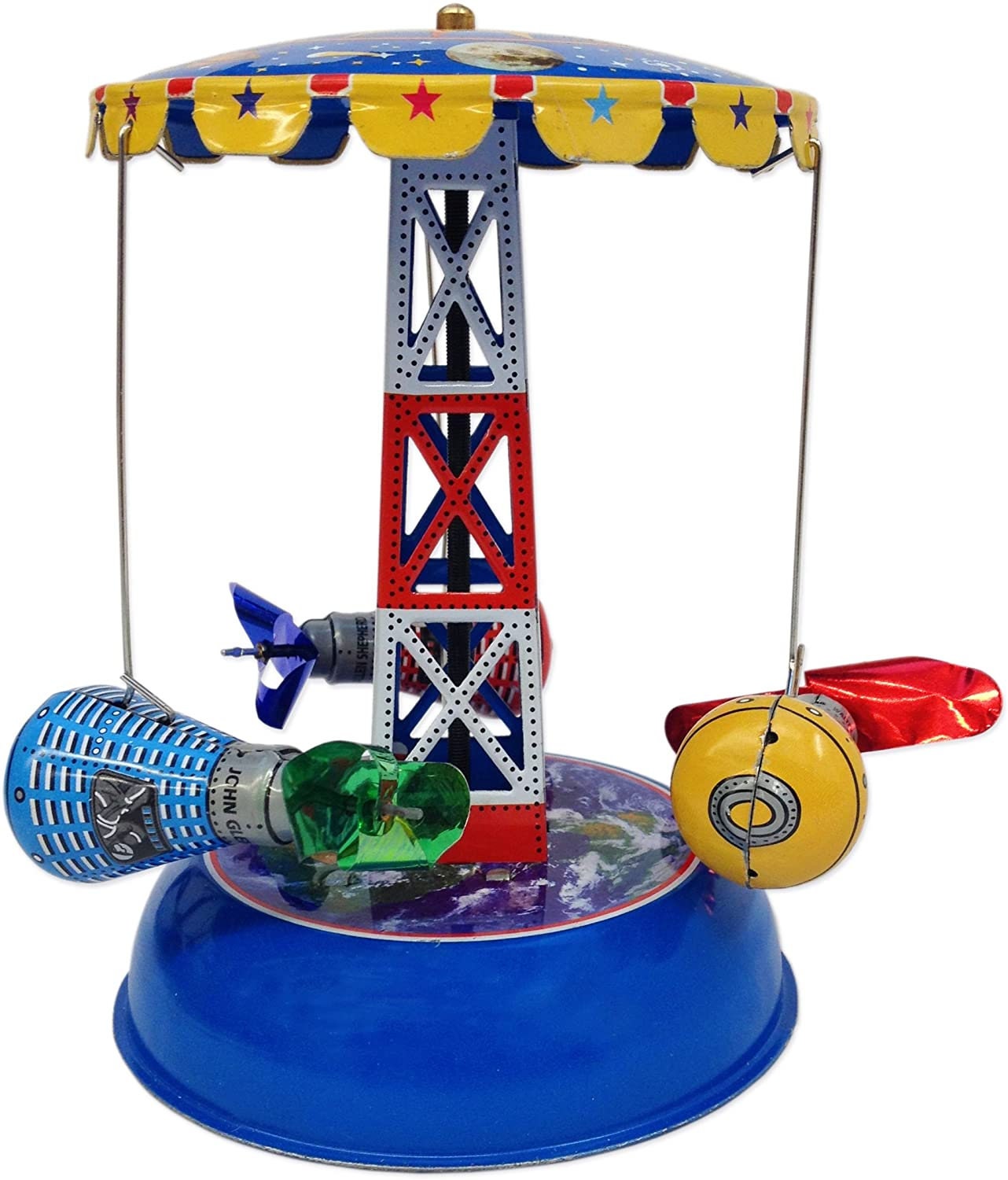 MS631 Vintage Space Capsule Carousel Spaceship Retro Clockwork Wind up ...