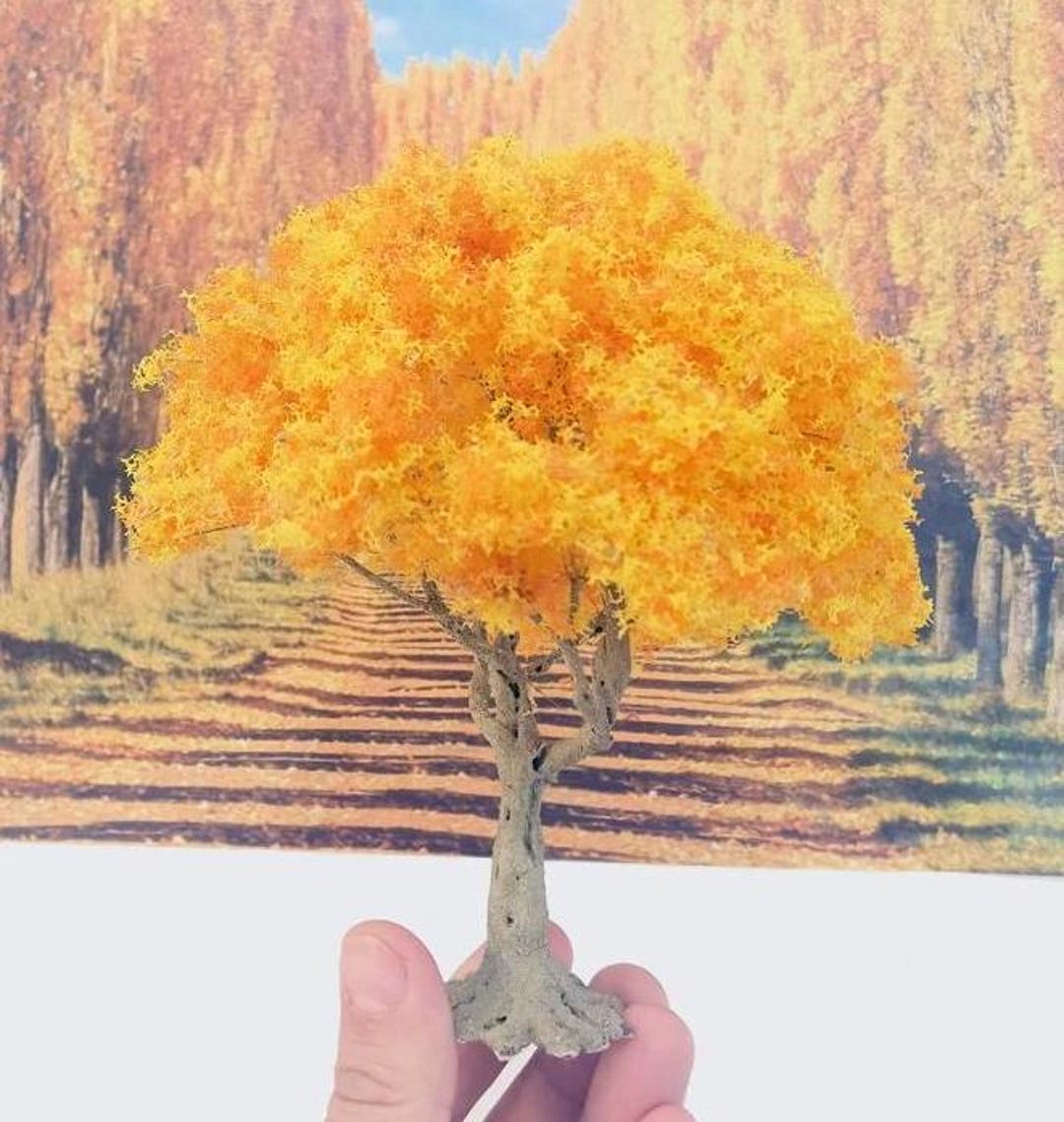 10/15/23/28cm Miniature Yellow Maple Wire Tree Model Railway Layout ...