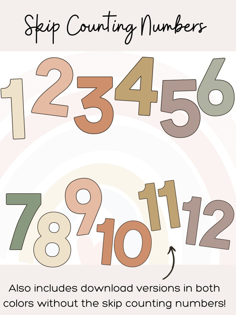 Neutral and Rainbow Large Skip Counting Numbers up to 12 Wall Numbers ...