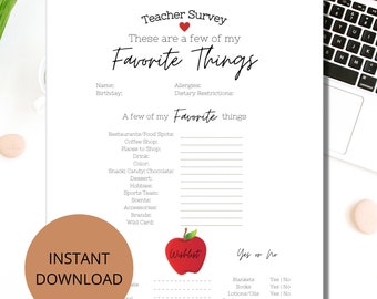 My Favorite Things Questionnaire, Gift Exchange Printable PDF, A Few of ...