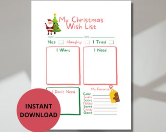 Secret Santa Questionnaire Printable Christmas Wish List | Etsy