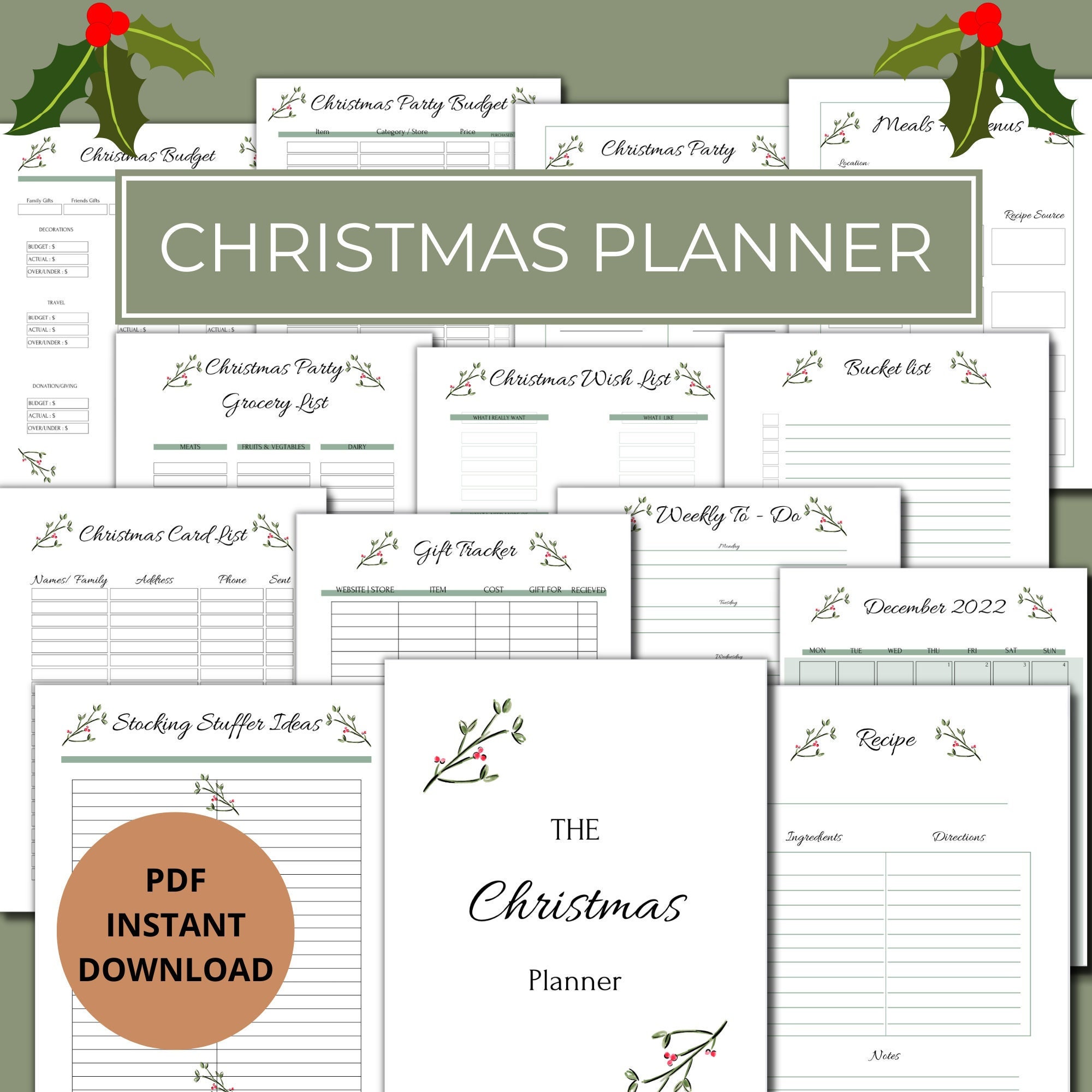 Christmas Planner Printable, Holiday Planner, Christmas Gift List, Gift ...