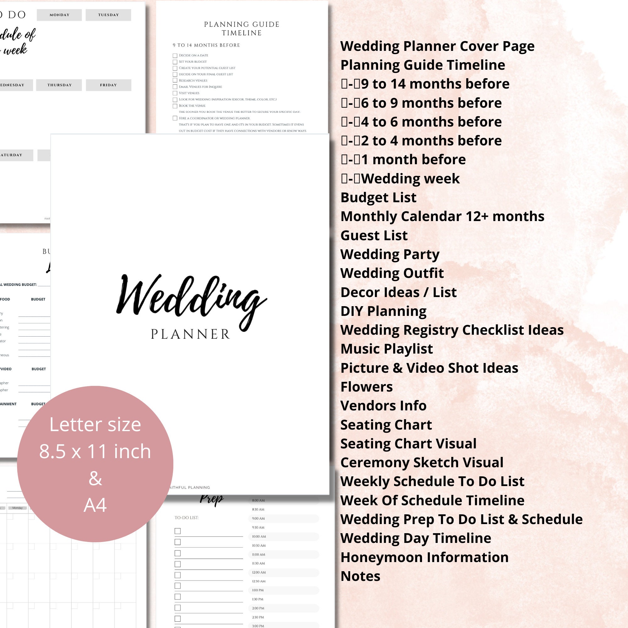 Wedding Planner Printable, Wedding Organizer, Minimalistic Wedding ...