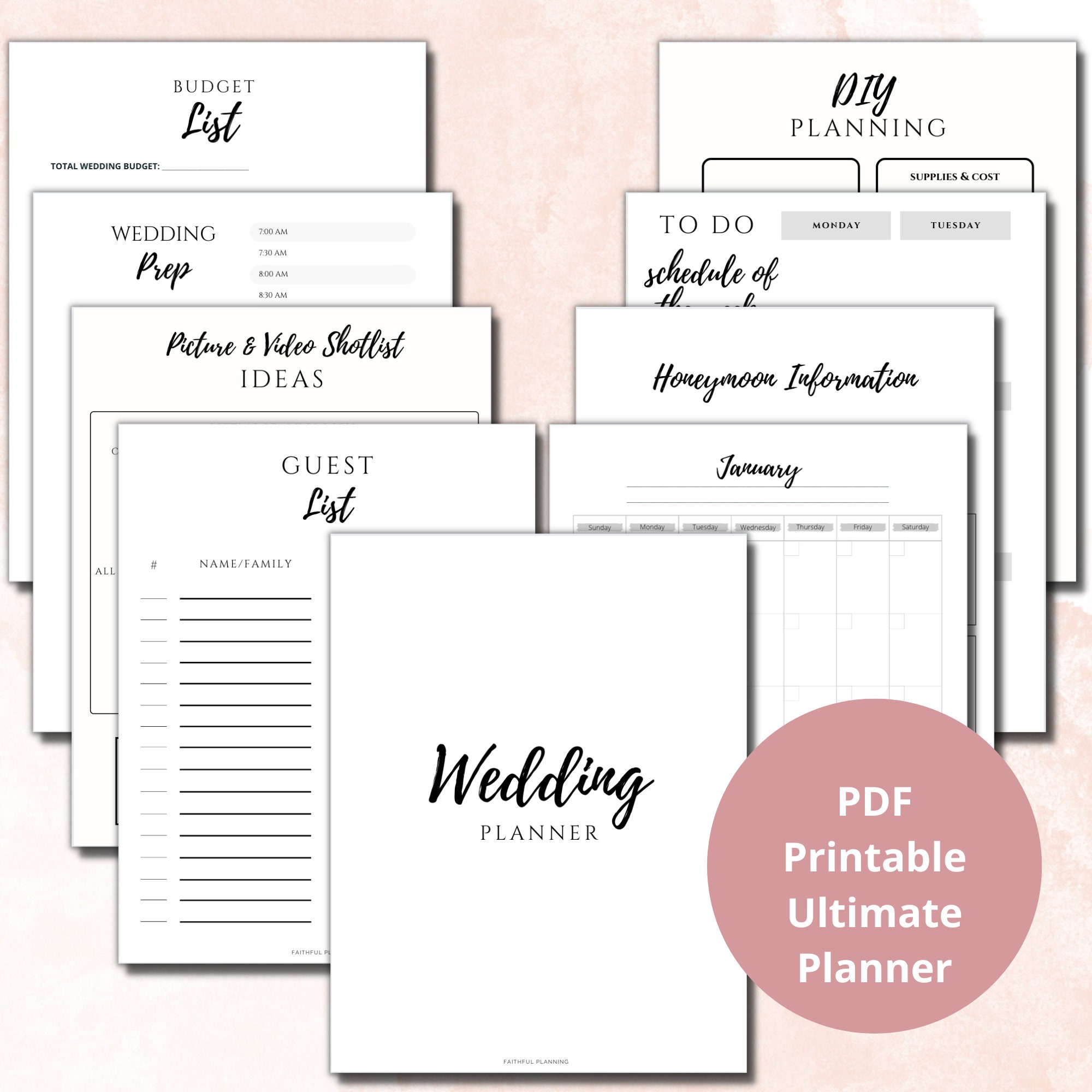 Wedding Planner Printable, Wedding Organizer, Minimalistic Wedding ...