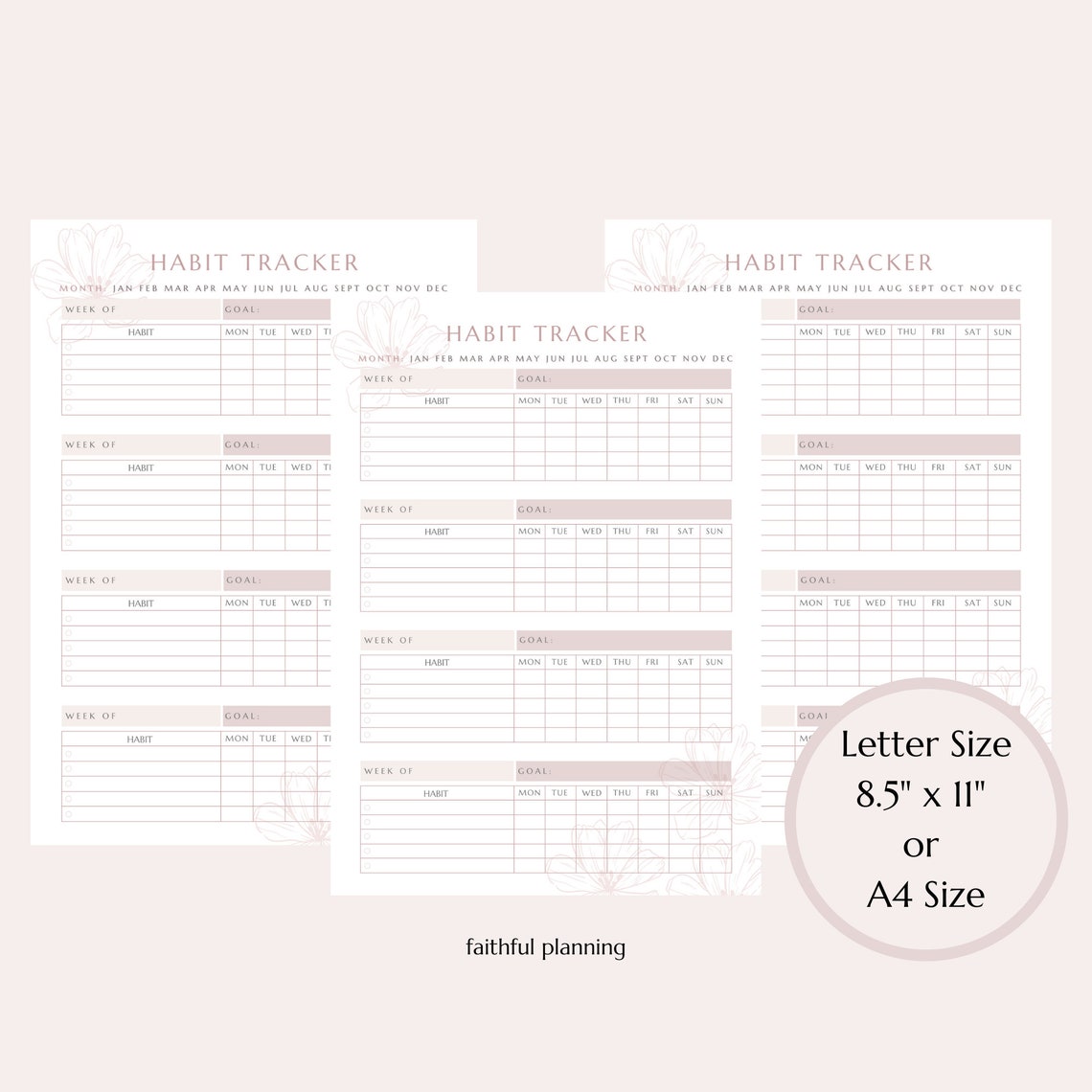 Habit Tracker Printable, Weekly Habit Planner, Weekly Monthly Habit Log ...