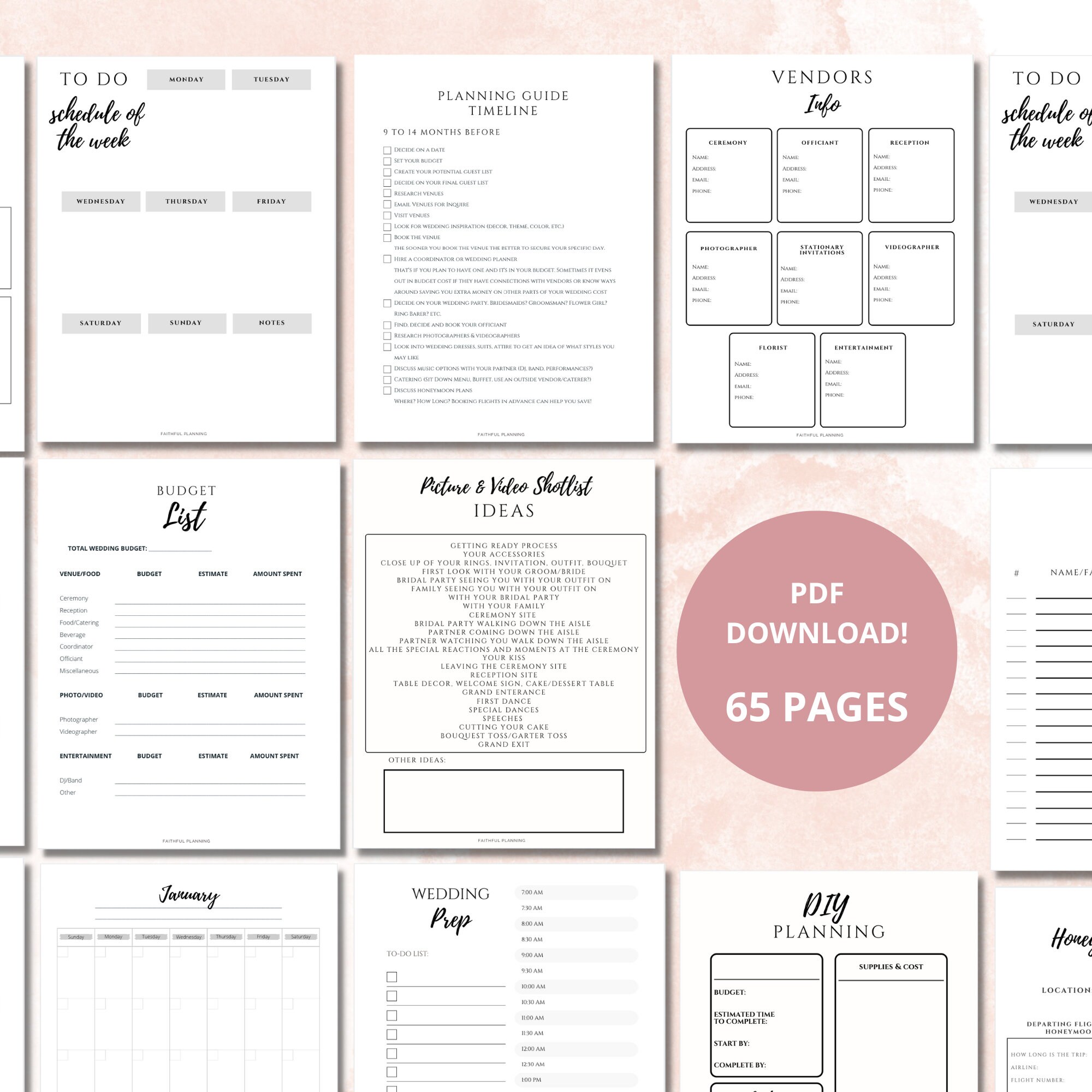Wedding Planner Printable, Wedding Organizer, Minimalistic Wedding ...