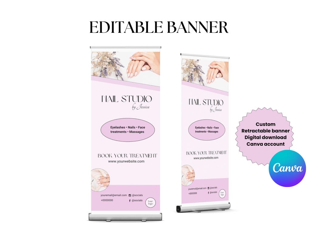 Nail Studio Banner, Retractable Banner, Custom Banner, Diy Banner ...