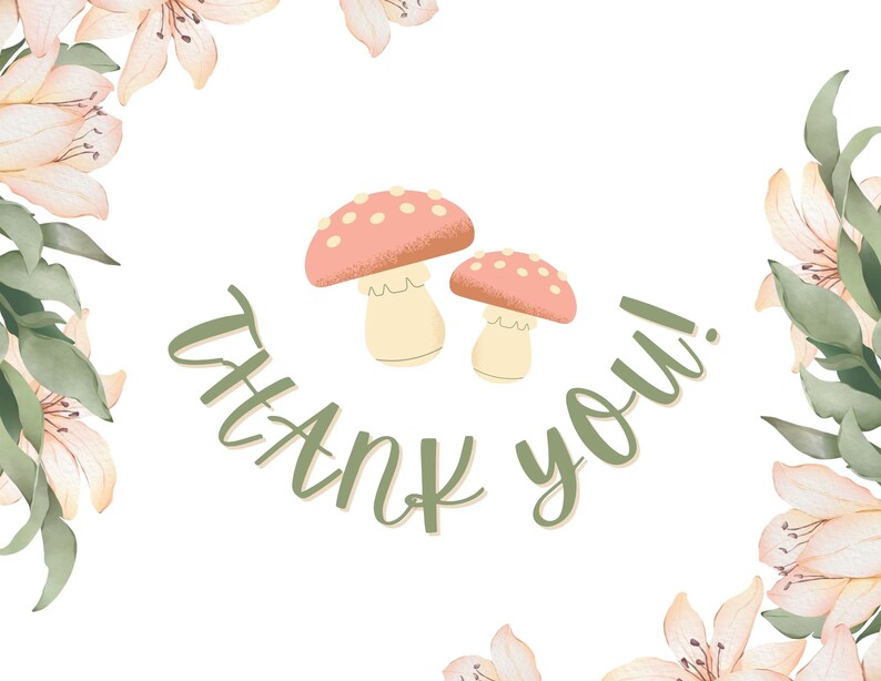 Printable Thank You Card Cottage Core Card Mushroom Card Thank You Card ...