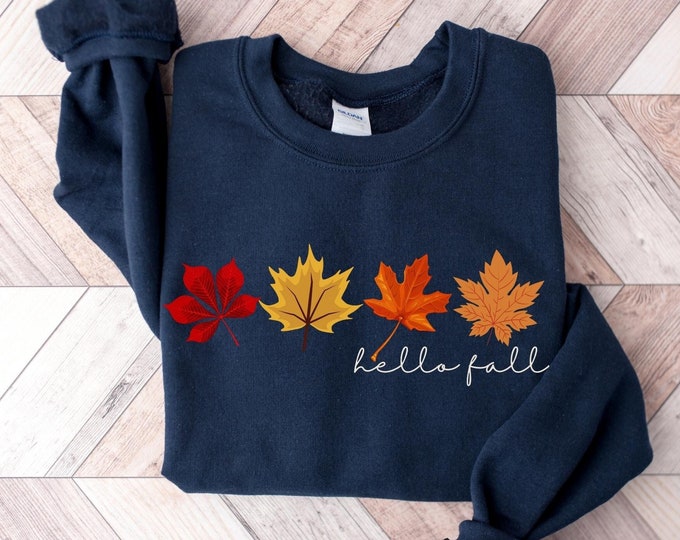 Autumn Fall Maple Leaves Crewneck Sweatshirt, Cottagecore Autumn Fall ...