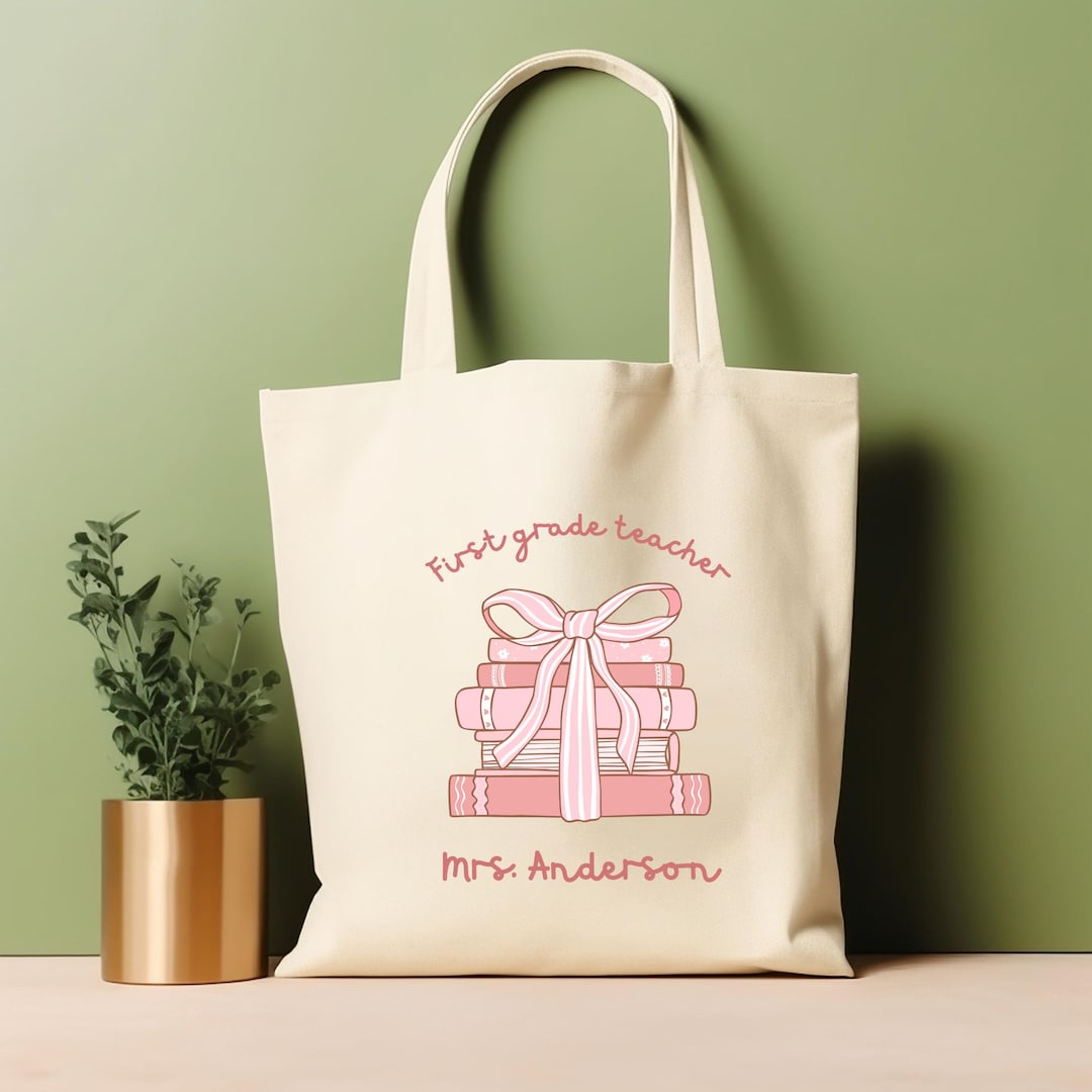 Custom Teacher Tote Bag Personalized Teacher Totes Coquette Teacher ...