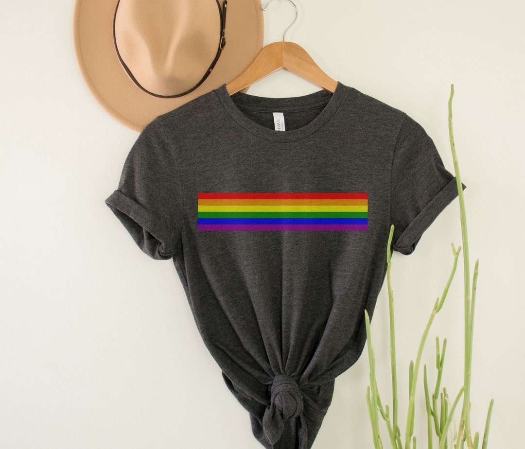 Subtle Rainbow LGBTQ Pride Shirt for Pride Month Parade, Simple Rainbow ...