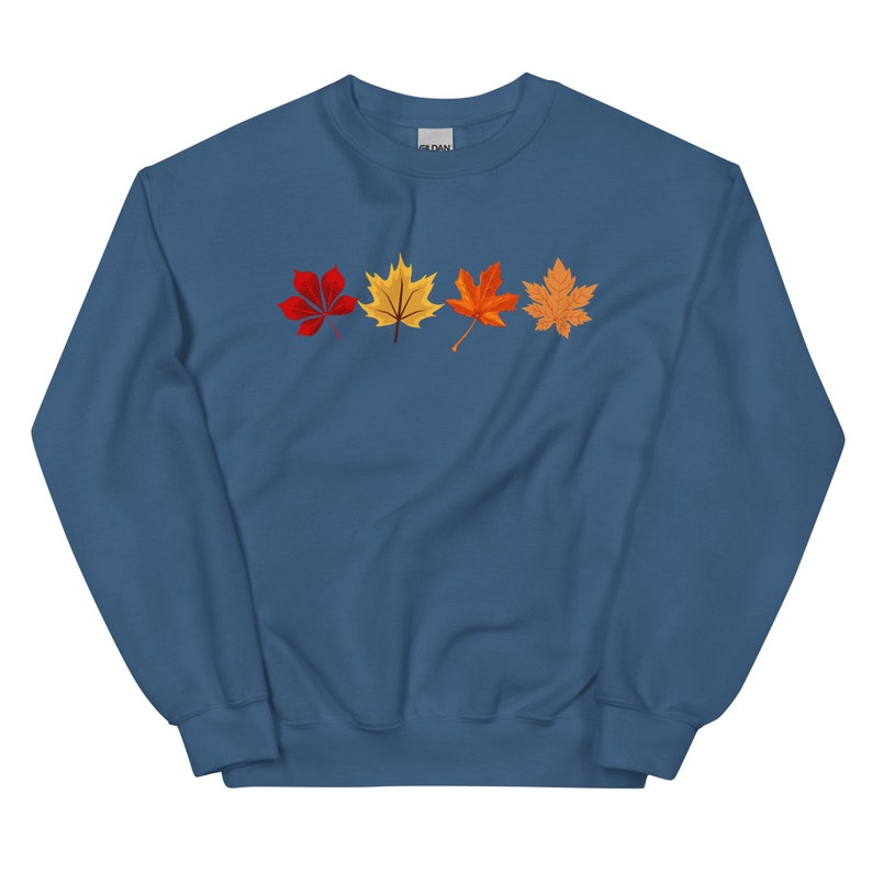 Autumn Fall Maple Leaves Olive Green Crewneck Sweatshirt, Fall Leaves ...