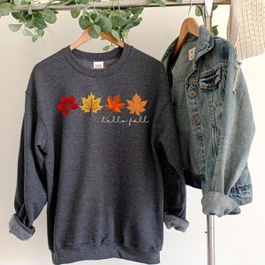 Hello Fall Autumn Maple Leaves Crewneck Sweatshirt, Cottagecore Hello ...