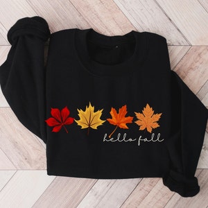 Hello Fall Autumn Maple Leaves Crewneck Sweatshirt, Cottagecore Hello ...