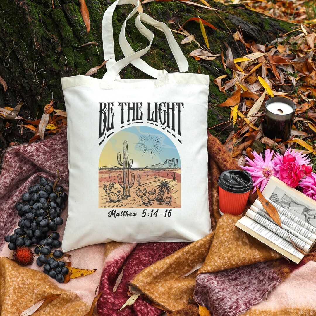 Christian Tote Bag Aesthetic Christian Merch Be the Light Matthew 5 14 ...