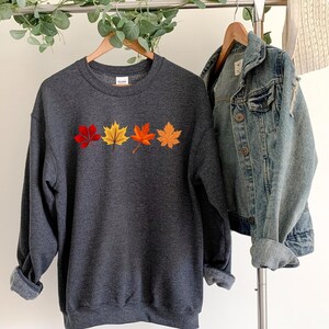 Autumn Fall Maple Leaves Olive Green Crewneck Sweatshirt, Fall Leaves ...