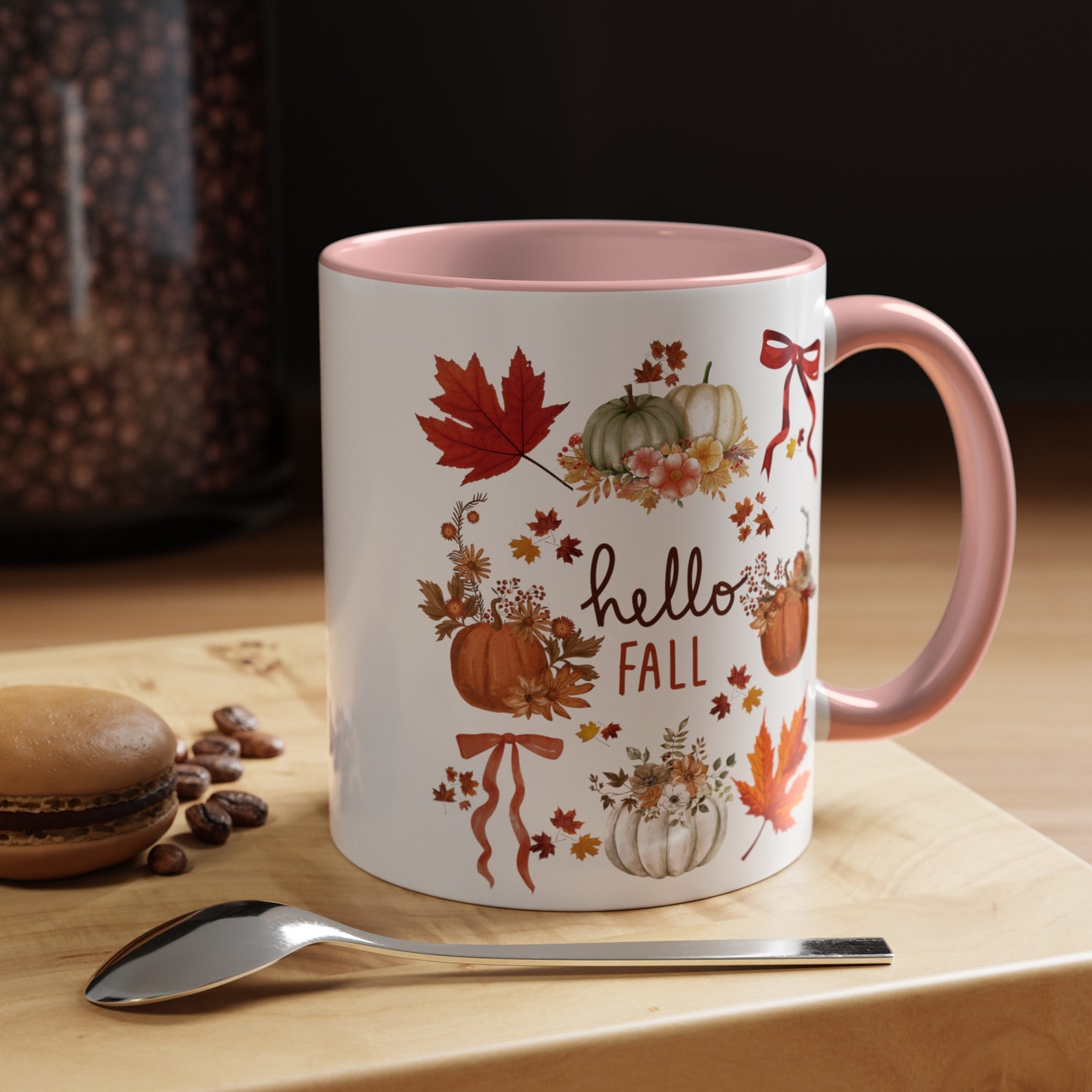 Hello Fall Mug Cottagecore Mug Pumpkin Mug Pumpkin Mugs Coquette Bow ...