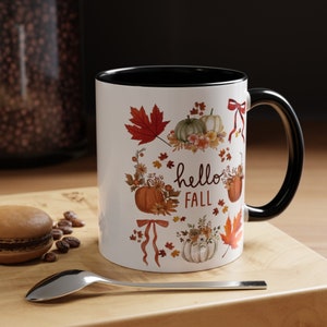Hello Fall Mug Cottagecore Mug Pumpkin Mug Pumpkin Mugs Coquette Bow ...
