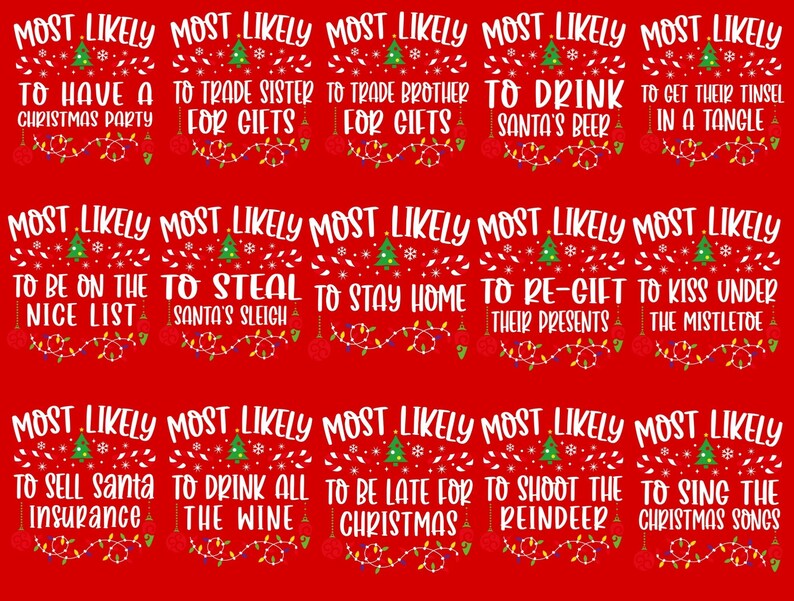 Funny Most Likely to Christmas Quotes Matching Family Christmas Group ...