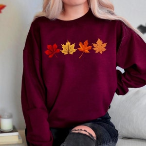 Autumn Fall Maple Leaves Crewneck Sweatshirt, Cottagecore Autumn Fall ...
