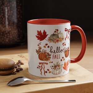 Hello Fall Mug Cottagecore Mug Pumpkin Mug Pumpkin Mugs Coquette Bow ...