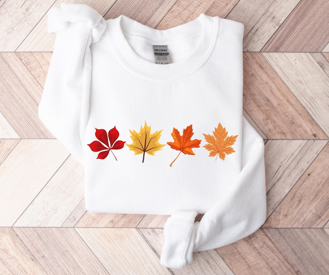 Autumn Fall Maple Leaves Crewneck Sweatshirt, Cottagecore Autumn Fall ...