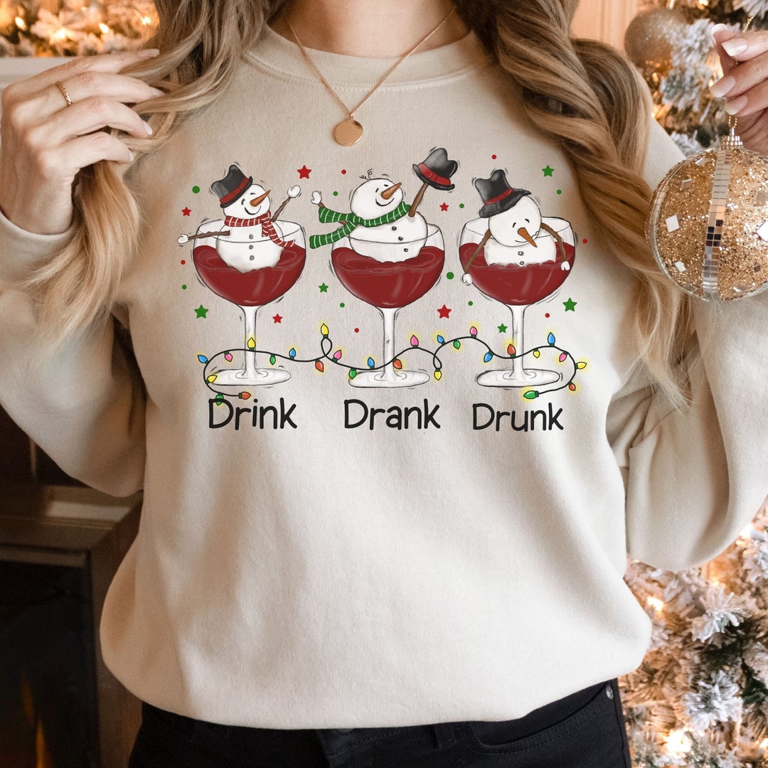Funny Christmas Sweater Women, Funny Drunk Snowman Wine Christmas ...