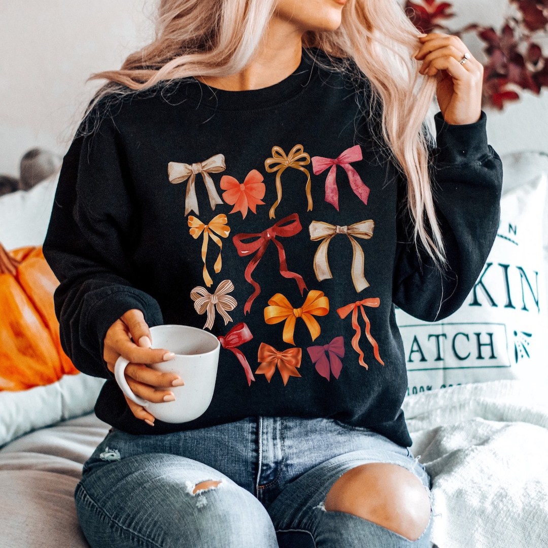 Fall Bow Sweatshirt Dark Coquette Fall Sweatshirt Autumn Sweatshirt ...