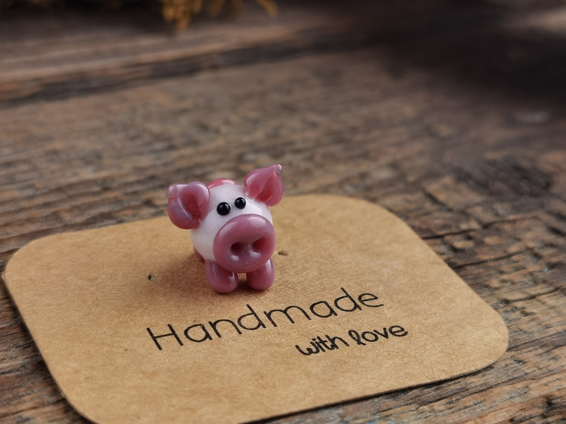 Pig Figurine Pig Miniature Tiny Pig Glass Pig Tiny Figurine - Etsy
