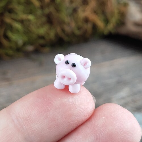 Pig Figurine Pig Miniature Tiny Pig Glass Pig Tiny Figurine - Etsy