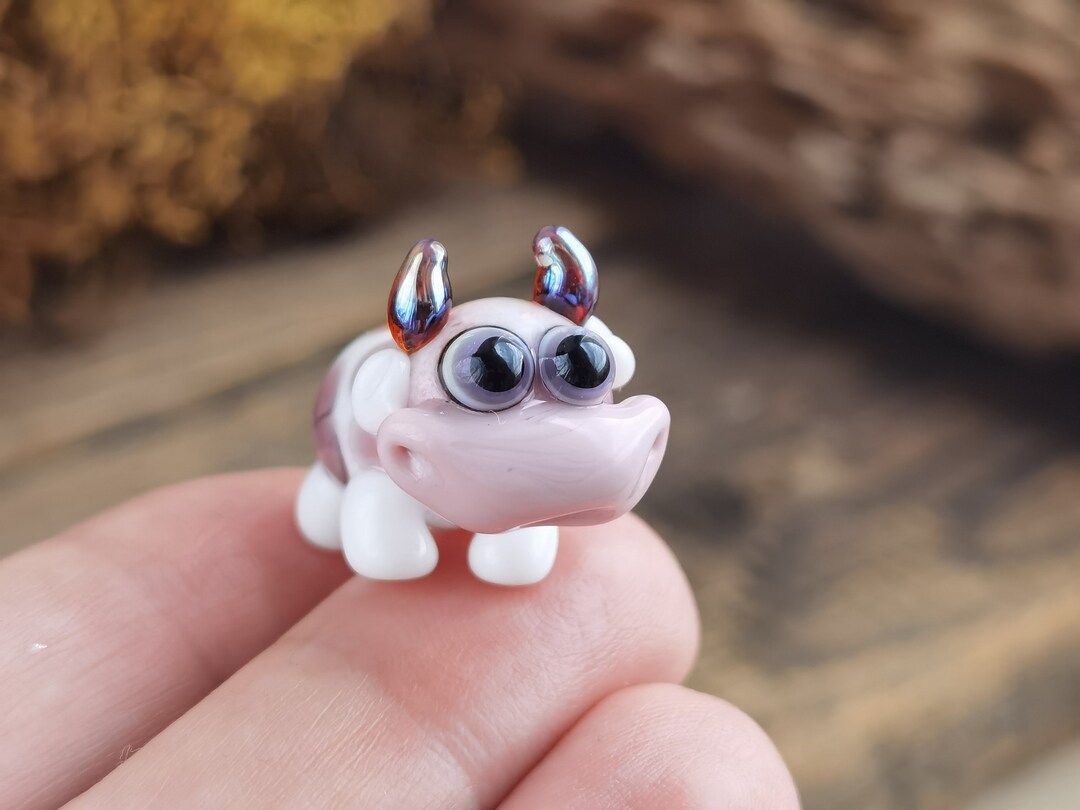 GLASS FIGURINES Cow Figurine Glass Cow Miniature Cow Tiny Cow - Etsy