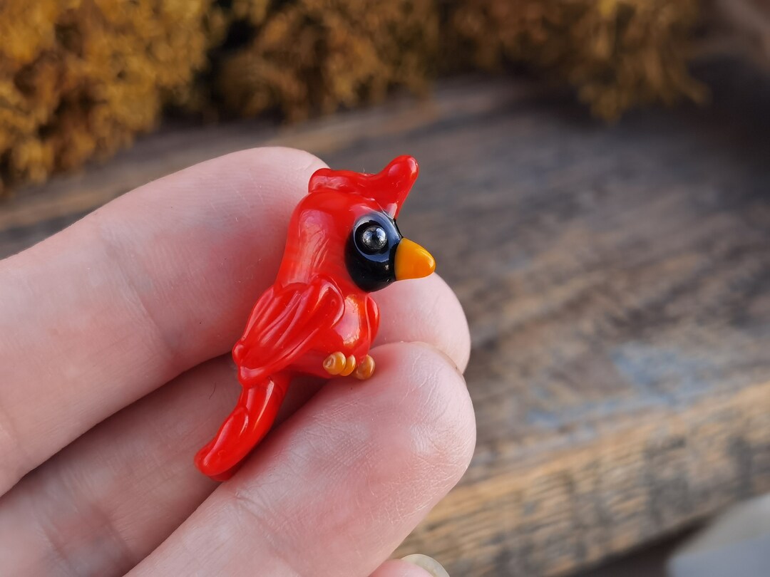 LAMPWORK BEADS Glass Figurines Red Cardinal Bird Figurine Glass ...