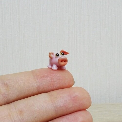 Pig Figurine Pig Miniature Tiny Pig Glass Pig Tiny Figurine - Etsy