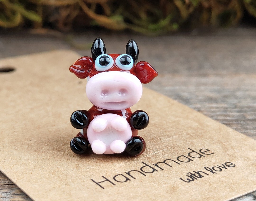 GLASS FIGURINES Cow Figurine Glass Cow Miniature Cow Tiny Cow - Etsy