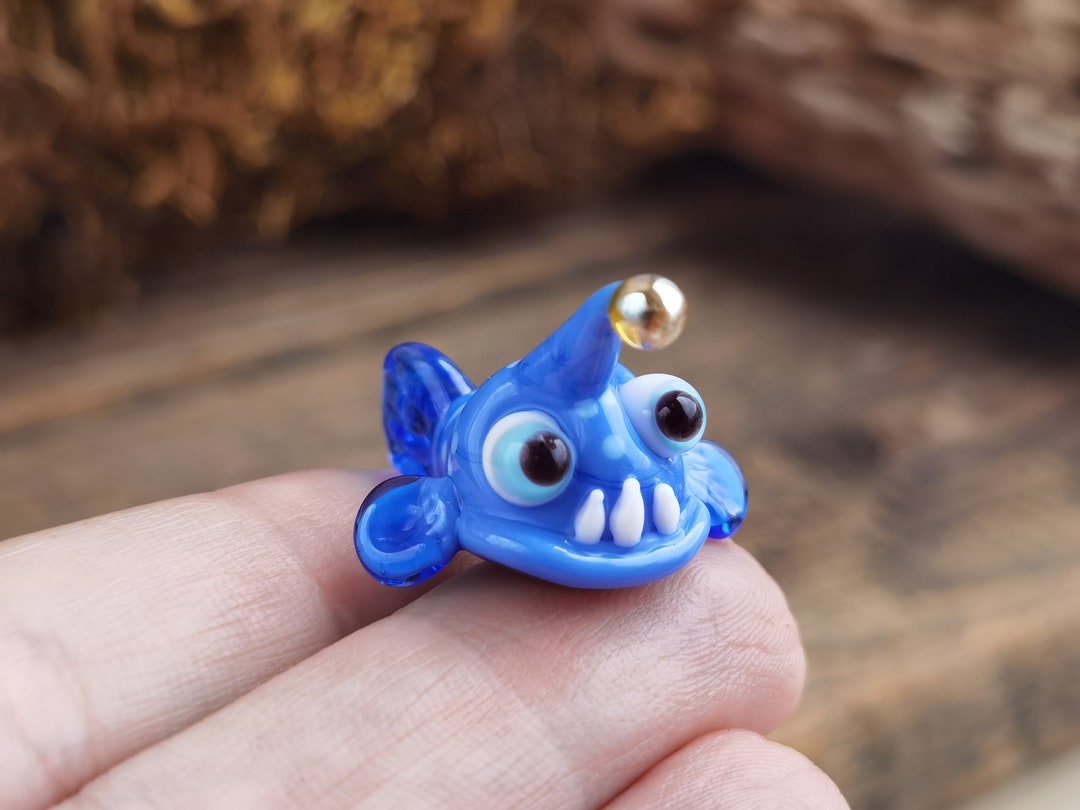 Angler Fish Figurines Glass Fish Tiny Fish Miniature Fish - Etsy