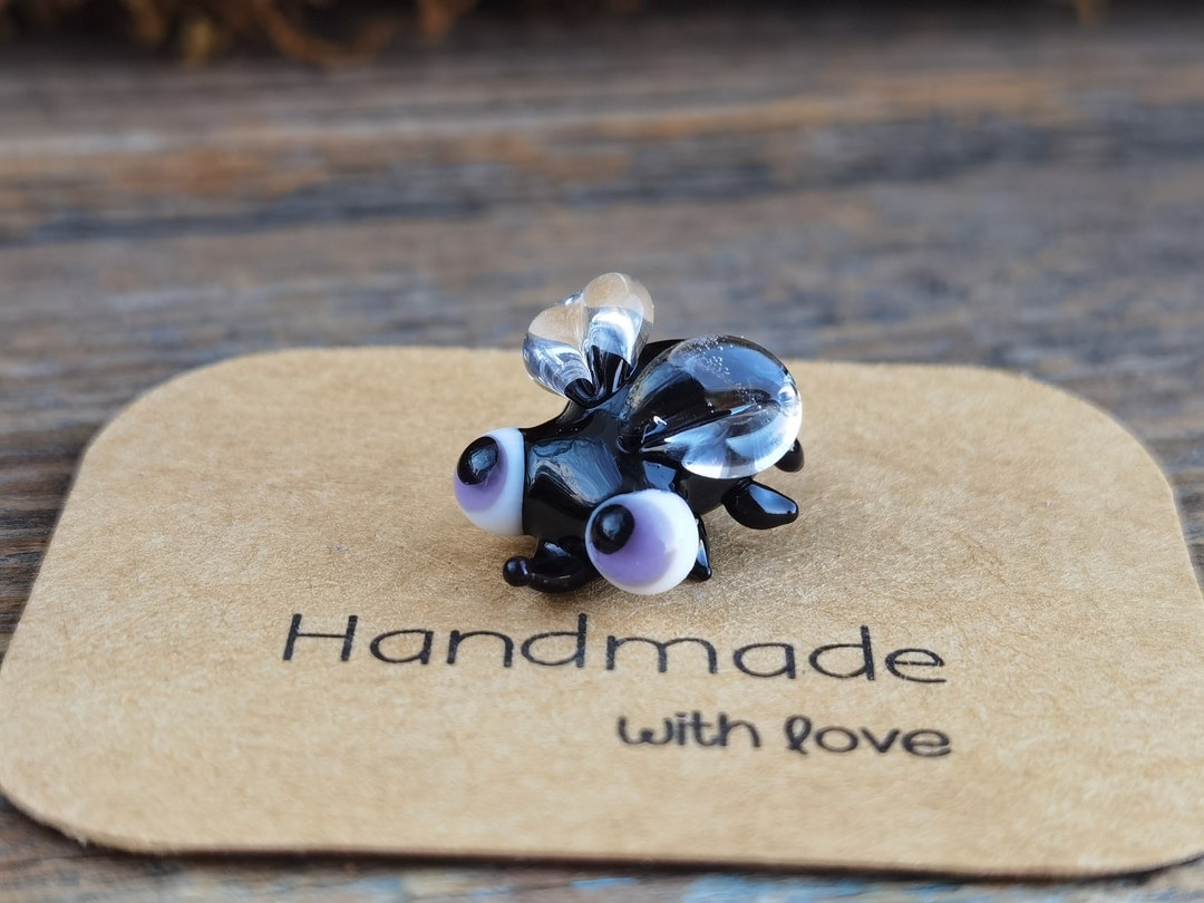 Glass Figurines TINY FLY Insect Figurine Glass Fly Miniature Fly ...