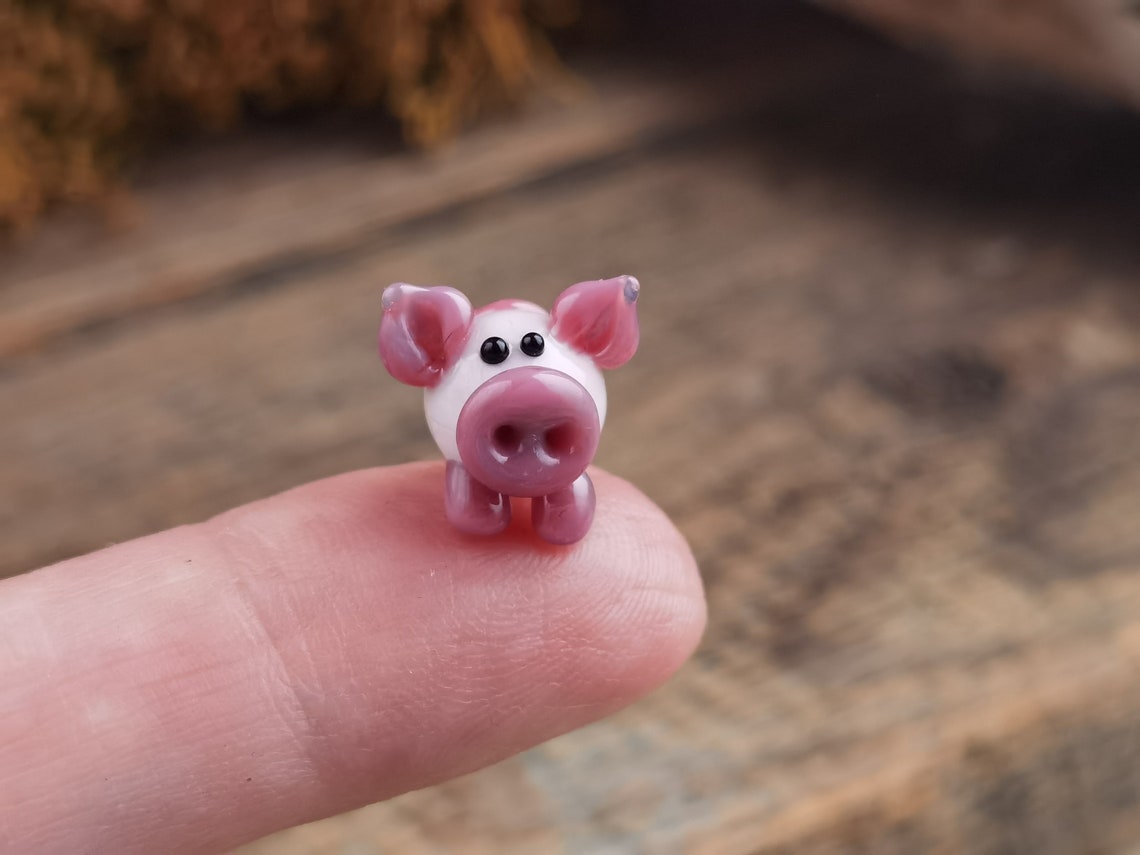 Pig Figurine Pig Miniature Tiny Pig Glass Pig Tiny Figurine - Etsy