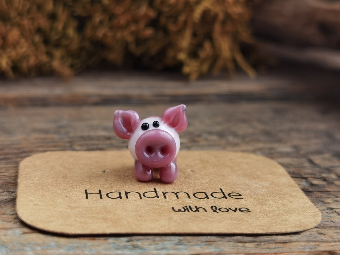 Pig Figurine Pig Miniature Tiny Pig Glass Pig Tiny Figurine - Etsy