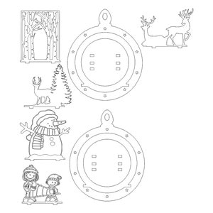 3D Round Reindeer Scene Ornament - Etsy