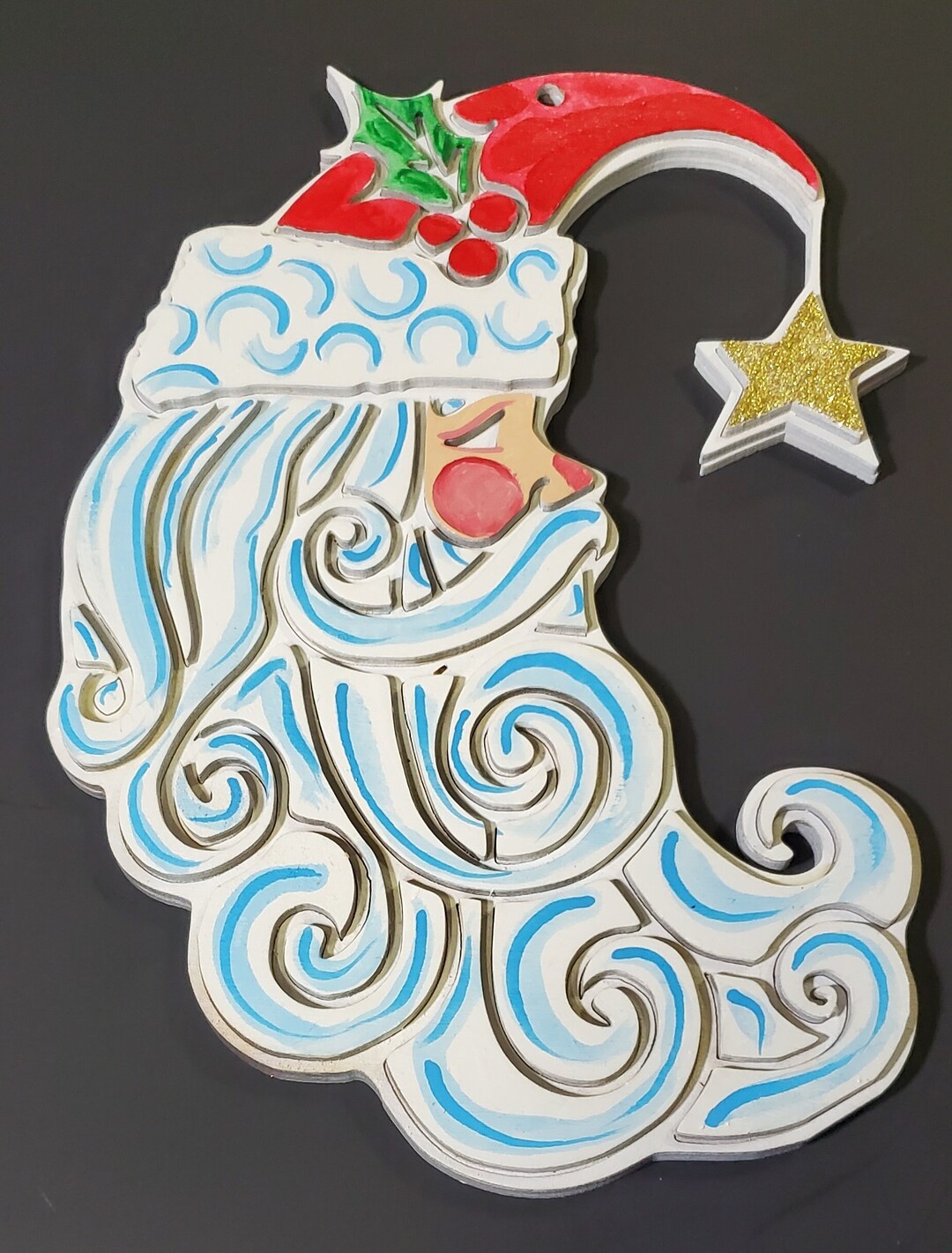 Santa Claus Moon Decoration - Etsy