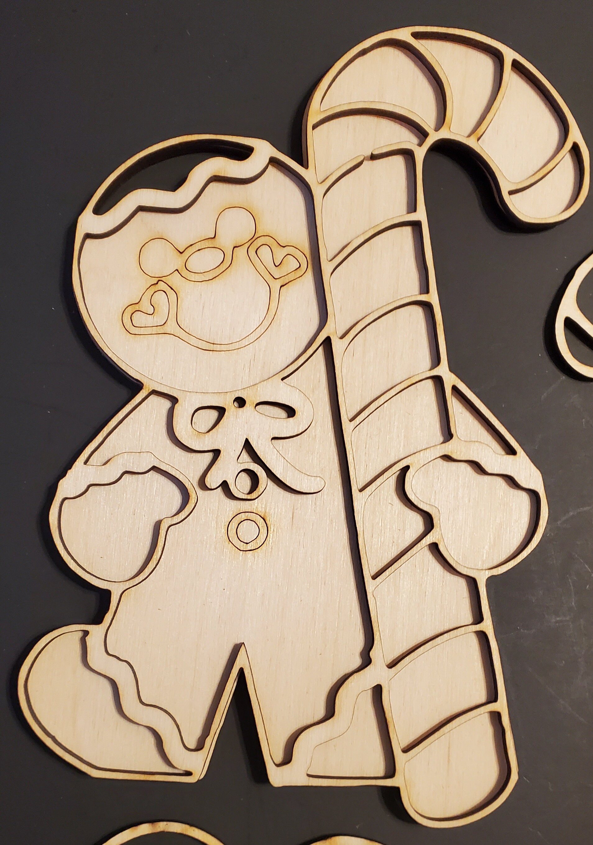 Gingerbread Man With Cany Cane - Etsy