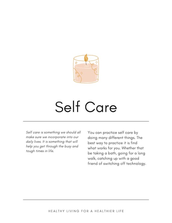 SELF-CARE NOTES Take Care of Yourself Instant Download - Etsy