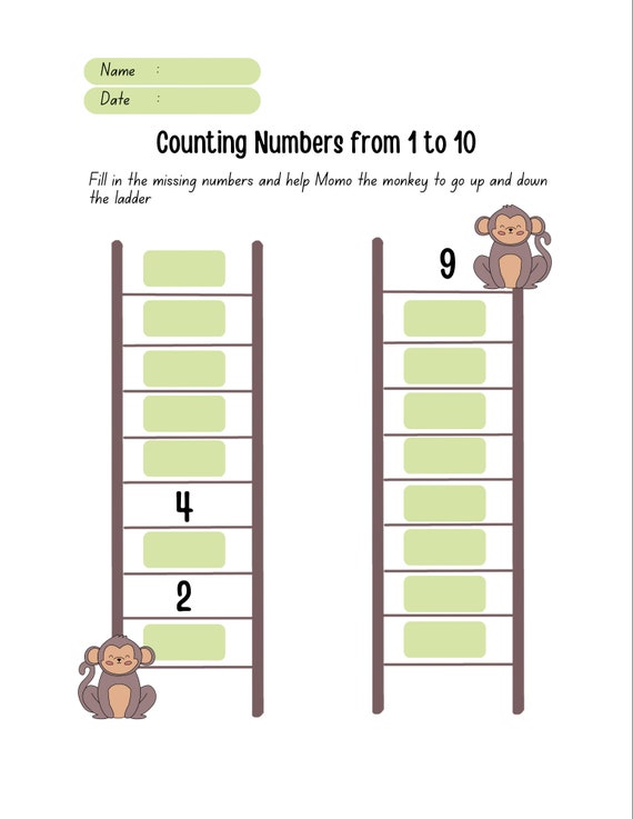 Numbers Worksheet for Kids Instant Download Learn the - Etsy