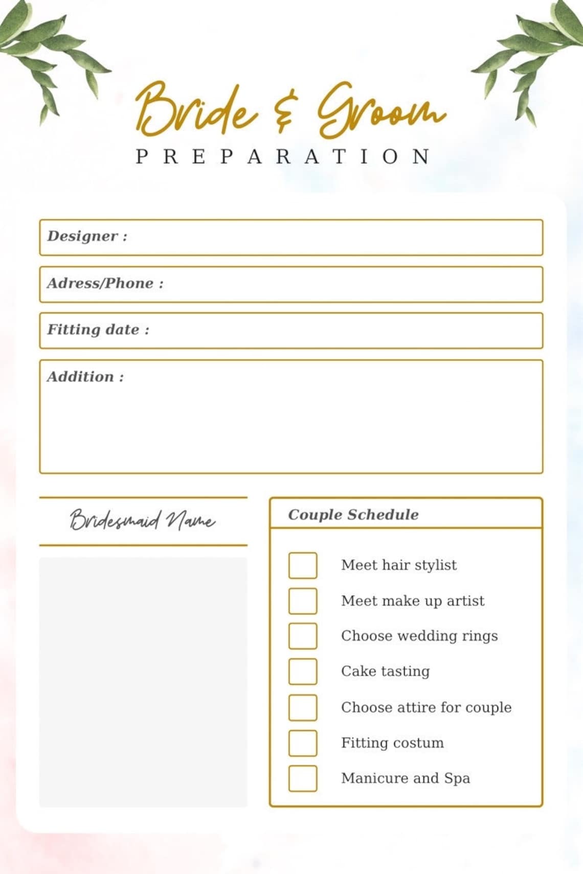 Wedding Preparation Notes Instant Download Be Ready for the Best Moment ...